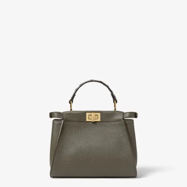 Fendi Peekaboo® Mini Gray-green Cuoio Romano Leather Bag